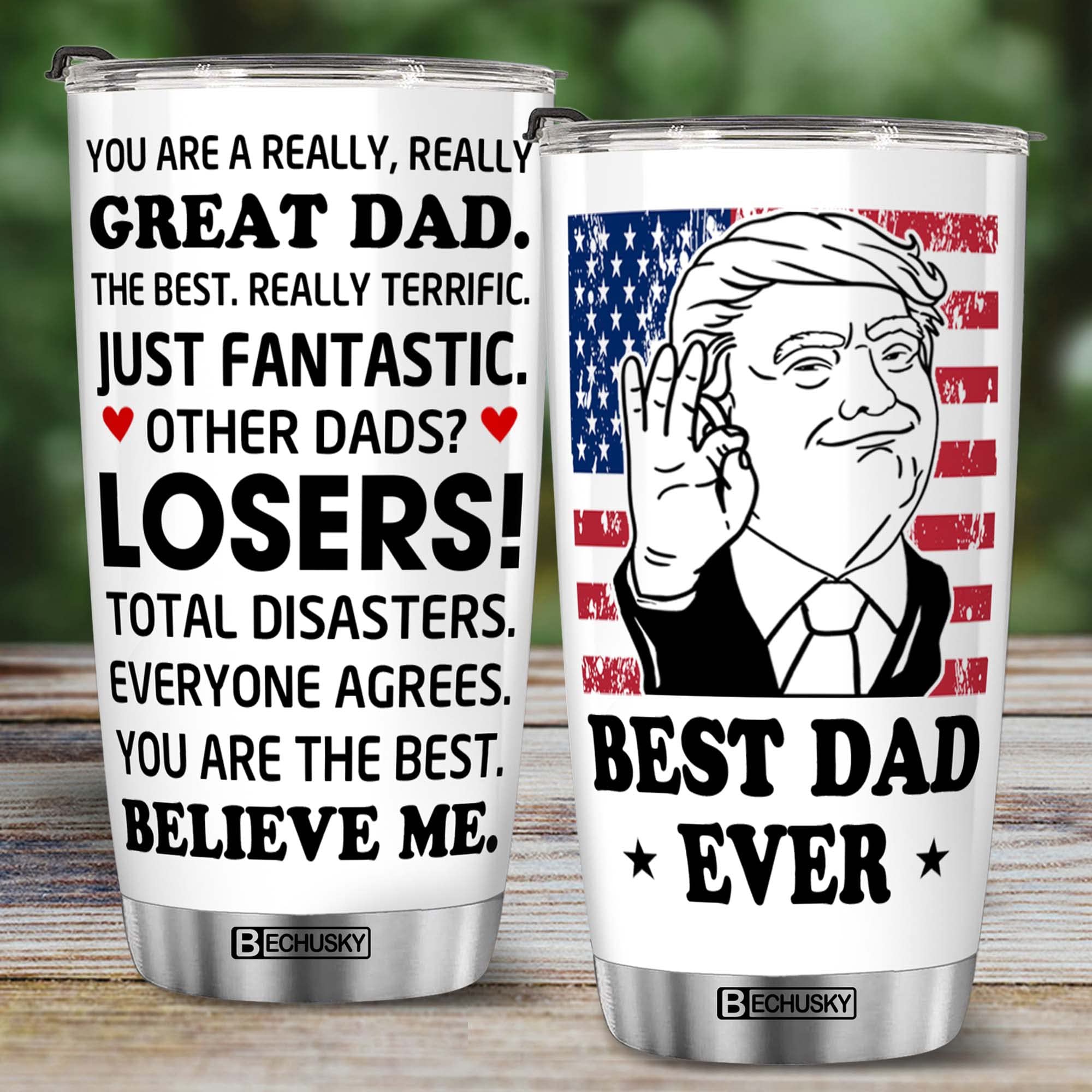 BECHUSKY Gifts for Dad - Best Dad Ever Gifts - Dad Gifts From Daughter - Gifts For Dad On Fathers Day - Fathers Day Gift From Daughter - Best Dad Mug - Christmas Gifts For Dad 20OZ Tumbler