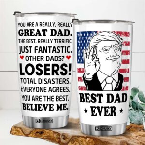 BECHUSKY Gifts for Dad - Best Dad Ever Gifts - Dad Gifts From Daughter - Gifts For Dad On Fathers Day - Fathers Day Gift From Daughter - Best Dad Mug - Christmas Gifts For Dad 20OZ Tumbler