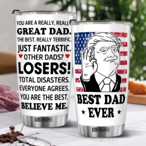 BECHUSKY Gifts for Dad - Best Dad Ever Gifts - Dad Gifts From Daughter - Gifts For Dad On Fathers Day - Fathers Day Gift From Daughter - Best Dad Mug - Christmas Gifts For Dad 20OZ Tumbler