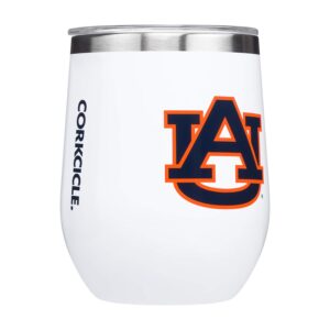 stemless - 12oz ncaa triple insulated stainless steel stemless wine glass, auburn tigers, big logo