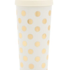 Kate Spade New York Women's Insulated Thermal,Acrylic,Travel Mug Tumbler, 16 Ounces, Gold Dot