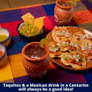 Cantaritos de Barro Mexicanos - Set of 2 Authentic Mexican Glazed Clay Mugs 14 oz - Jarritos de Barro Mexicanos - Clay Cups Tazas de Barro - Vasos de Barro for Drink Tequila (Clay Orange Decor)