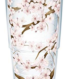 Tervis Tumbler 24 oz with Travel Lid, Cherry Blossom, 1 Count (Pack of 1)