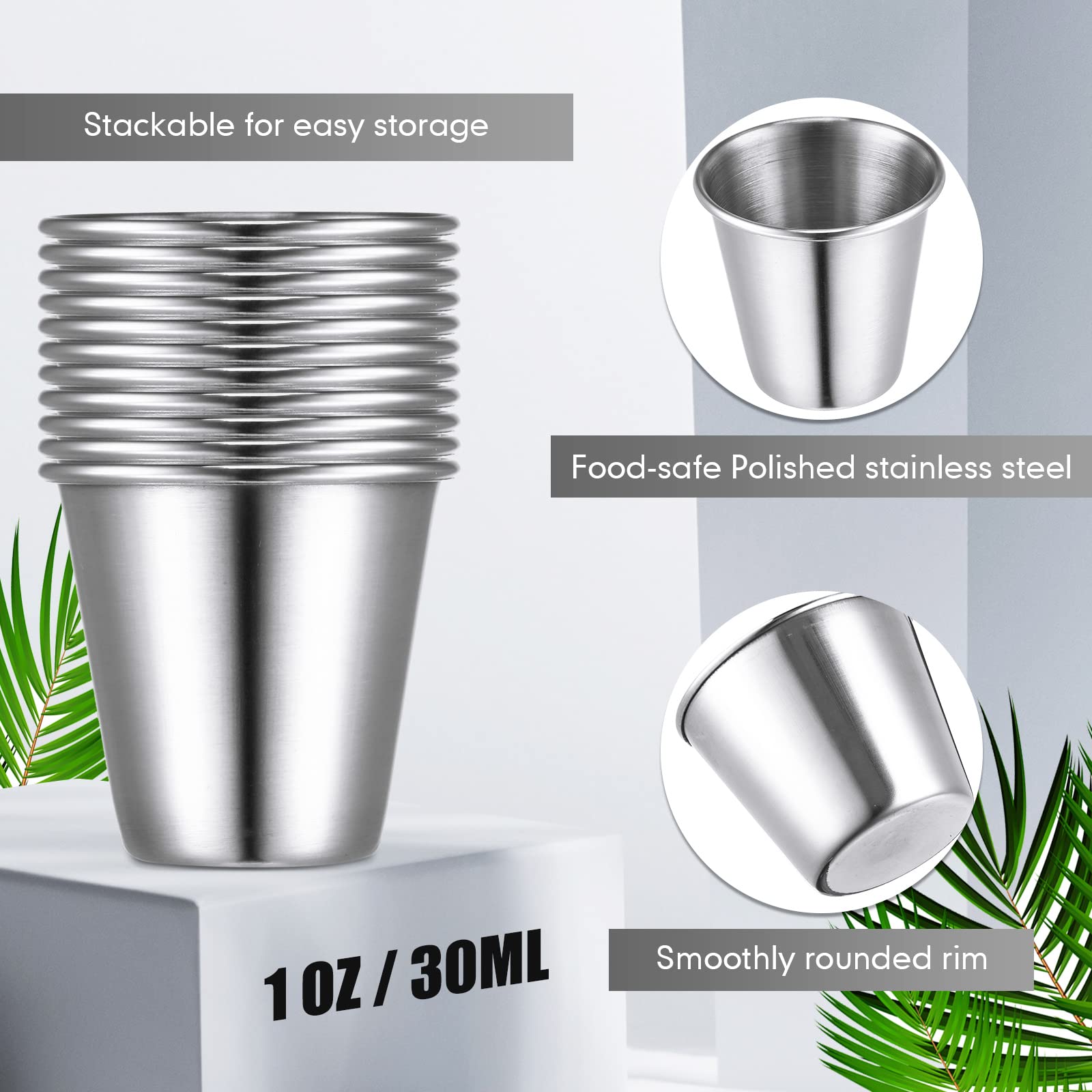 50 Pcs 1 oz Stainless Steel Shot Glasses Espresso Shot Glasses Metal Shot Glasses Beer Drinking Tumbler Travel for Travel Home Restaurant Bar Camping Supplies