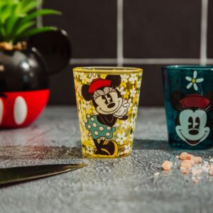 Silver Buffalo Disney Vintage Minnie Mouse 4 Pack Mini Glasses Set, 1.5 Ounce