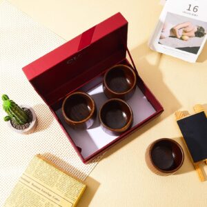 Suclain 6 Pieces 6 oz Wooden Tea Cups Wooden Coffee Cups Wood Teacups Coffee Mug for Drinking Espresso Tea Beer Wine Water Restaurant Cafe Home Serving Entertain, Cannot Use Dishwasher