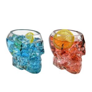 g francis crystal skull glasses drinking set - 2pk 350ml skeleton skull shaped unique whiskey glasses for wine cocktails and more