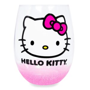 silver buffalo sanrio hello kitty teardrop stemless wine glass | holds 20 ounces