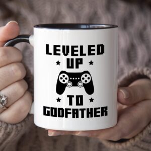 YouNique Designs Will You Be My Godfather Coffee Mug - Portable Coffee Mugs 11 Oz, Godfather Proposal Gifts for Godfather From Godson Goddaughter Godchild, Baptism Gifts For Godfather (Black Handle)