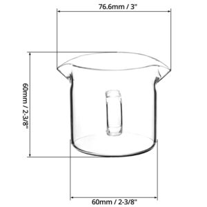 QWORK Double Spouts Espresso Shot Glass Cup Without Scale, 2 Pack Clear Glass Round Beaker with Handle, Suitable for Milk Coffee