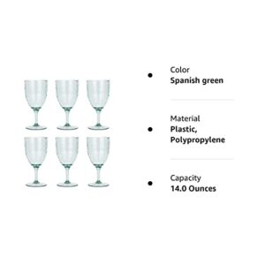 unkno 14 ounce Acrylic Stem Wine Glasses, All-Purpose Wine Glasses, Set of 6 - Spanish green,Dishwasher Safe, BPA Free (Spanish green, 6)