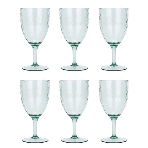 unkno 14 ounce Acrylic Stem Wine Glasses, All-Purpose Wine Glasses, Set of 6 - Spanish green,Dishwasher Safe, BPA Free (Spanish green, 6)