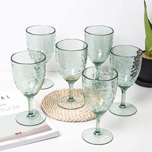 unkno 14 ounce Acrylic Stem Wine Glasses, All-Purpose Wine Glasses, Set of 6 - Spanish green,Dishwasher Safe, BPA Free (Spanish green, 6)