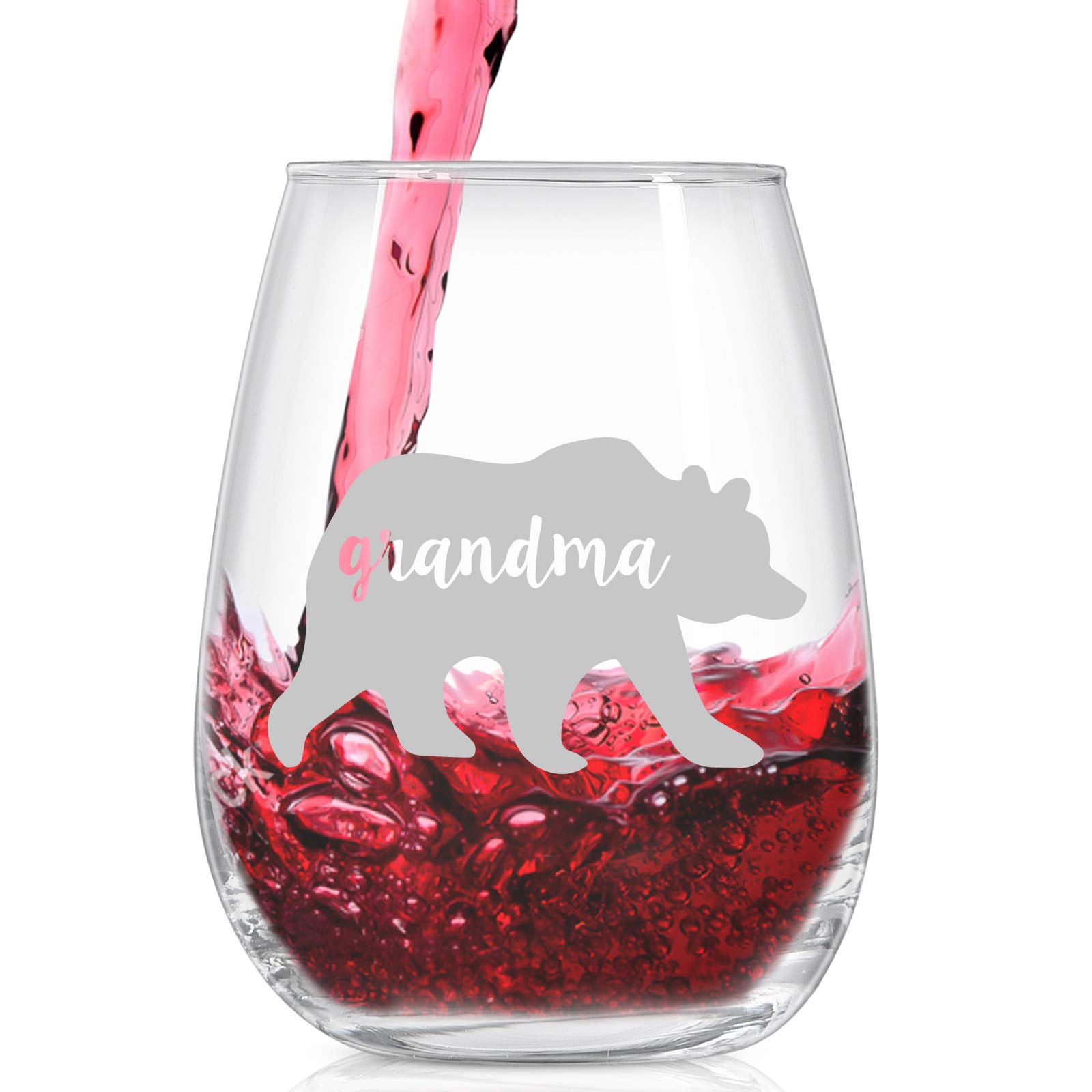 Grandpa Grandma Wine Glass Set, Grandma Bear Wine Glass Grandpa Bear Beer Glass for Grandparents, New Grandparents, Gift Idea for Birthday Christmas Mother's Day Baby Shower Baby Announcement, 15Oz