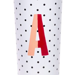 Kate Spade New York Cute Stainless Steel Mug, 24 Ounce Initial Travel Tumbler, Double Wall Insulated Cup with Lid, A (Pink)