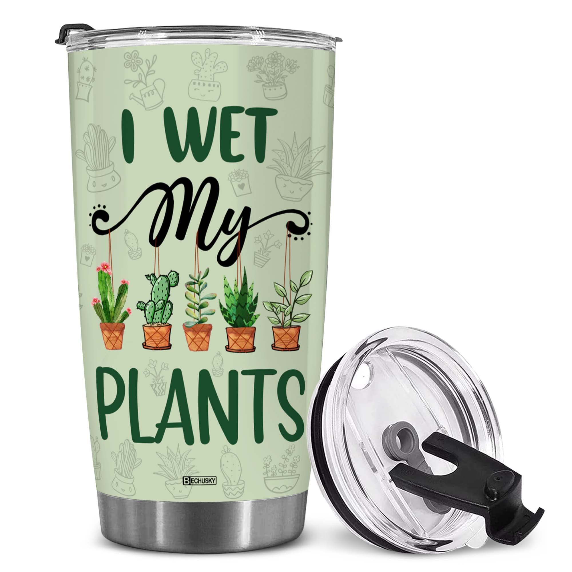 BECHUSKY Plant Lover Gifts for Women, Plant Gifts, I Wet My Plants Tumbler, Plant Mom Tumbler, Plant Tumbler For Plant Lovers, Plant Mom Gifts, Cool Plant Gifts, Woman Mothers Day, Tumbler Coffee 20OZ