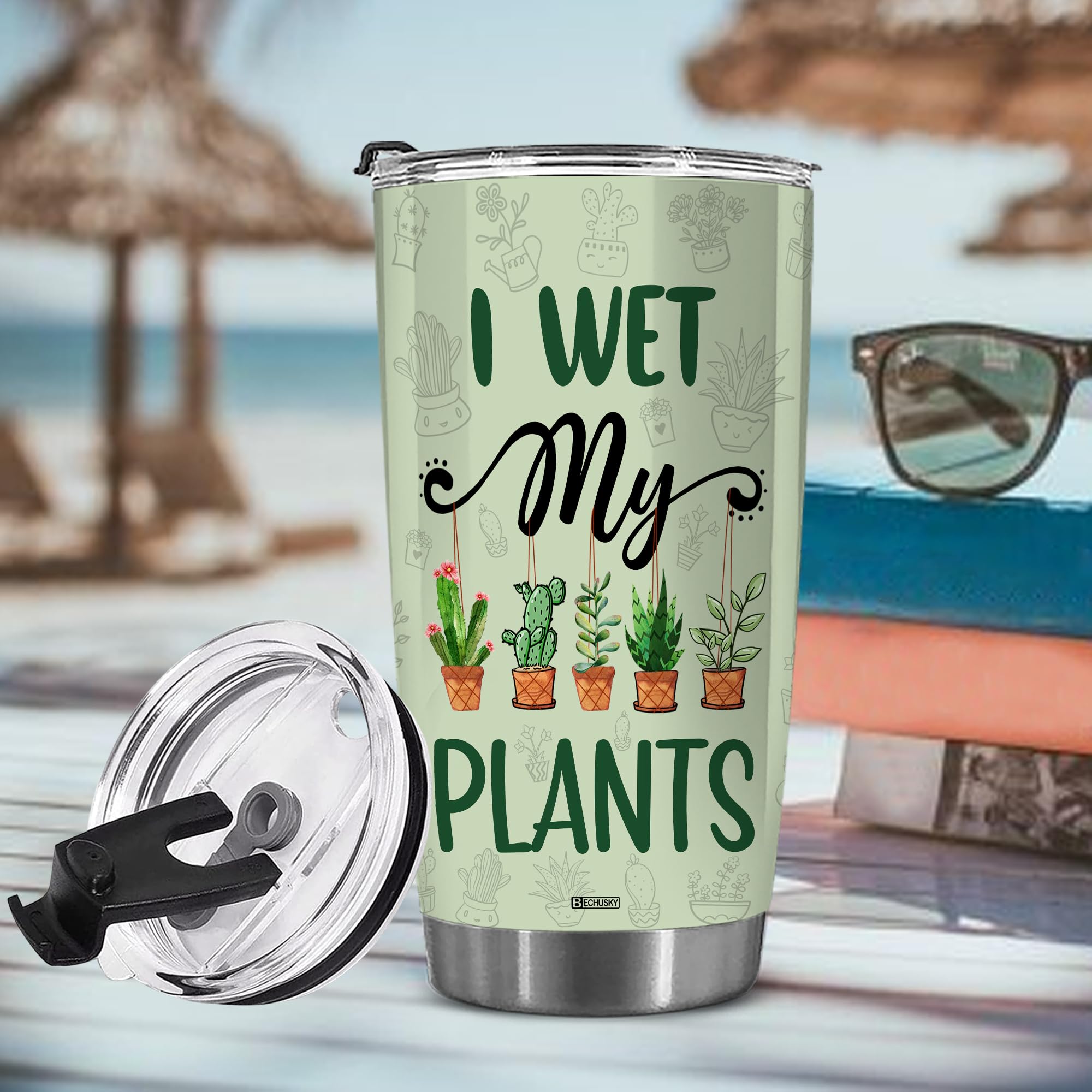 BECHUSKY Plant Lover Gifts for Women, Plant Gifts, I Wet My Plants Tumbler, Plant Mom Tumbler, Plant Tumbler For Plant Lovers, Plant Mom Gifts, Cool Plant Gifts, Woman Mothers Day, Tumbler Coffee 20OZ