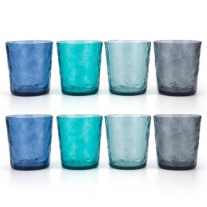 kx-ware 12-ounce acrylic old flashion glasses plastic tumblers, set of 8 multicolor