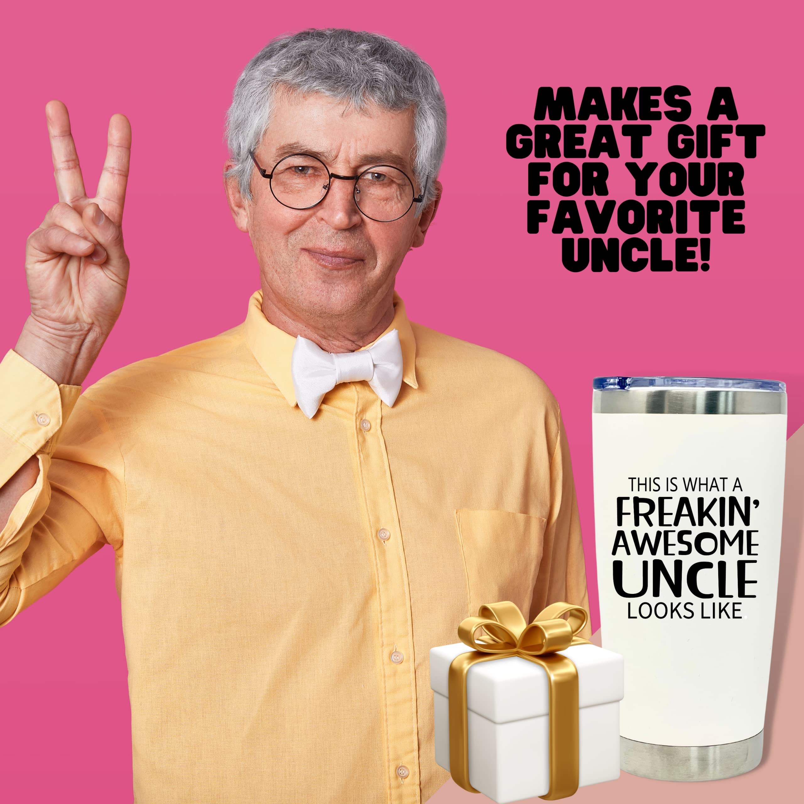 Brooke & Jess Designs Uncle Gift Tumbler - Large Travel Cup - Funny Gifts for Uncles