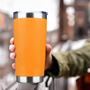 EcoMozz 20oz Tumbler Bulk Stainless Steel Vacuum Insulated Tumblers with Lid Double Wall Travel Mug, Durable Powder Coated Coffee Cup, Suitable for Ice Drinks and Hot Beverage (Orange 12pack)