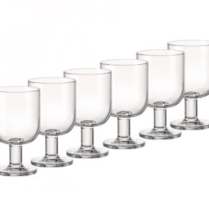 Bormioli Rocco Hosteria Set Of 6 Stackable Wine Glasses, 9.5 Oz. Goblet, Clear Tempered Glass, Made In Italy.