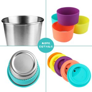 KEREDA 5 Pack 12 oz Cups Stainless Steel with Silicone Lids Straws Drinking Tumblers Eco-Friendly BPA-Free for Adults