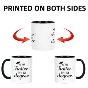 YHRJWN - Graduation Gifts, Now Hotter By One Degree Coffee Mug, Graduation Gifts for Woman Men Her Girls Friends, Christmas Gifts for Masters Degree PHD Graduates Grad College 11 Oz with Keychain