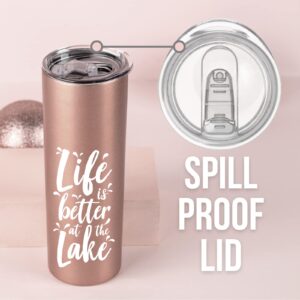 Lake Gifts for Women, Life is Better at the Lake 20oz Stainless Steel Insulated Tumbler, Housewarming Gifts for Lake House, Fishing Gifts, Perfect for Boat Owner/Lake Lovers, Lake Life Gifts