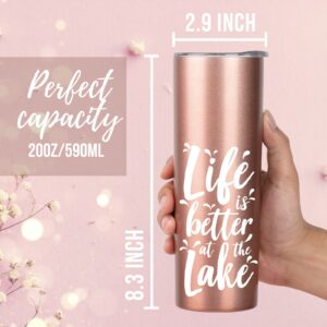 Lake Gifts for Women, Life is Better at the Lake 20oz Stainless Steel Insulated Tumbler, Housewarming Gifts for Lake House, Fishing Gifts, Perfect for Boat Owner/Lake Lovers, Lake Life Gifts