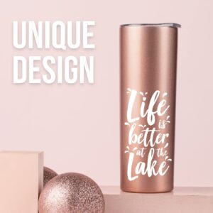 Lake Gifts for Women, Life is Better at the Lake 20oz Stainless Steel Insulated Tumbler, Housewarming Gifts for Lake House, Fishing Gifts, Perfect for Boat Owner/Lake Lovers, Lake Life Gifts