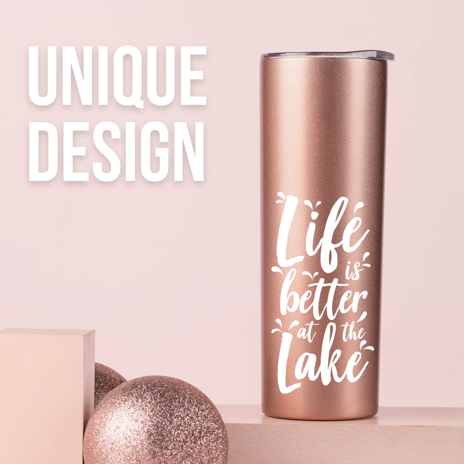 Lake Gifts for Women, Life is Better at the Lake 20oz Stainless Steel Insulated Tumbler, Housewarming Gifts for Lake House, Fishing Gifts, Perfect for Boat Owner/Lake Lovers, Lake Life Gifts