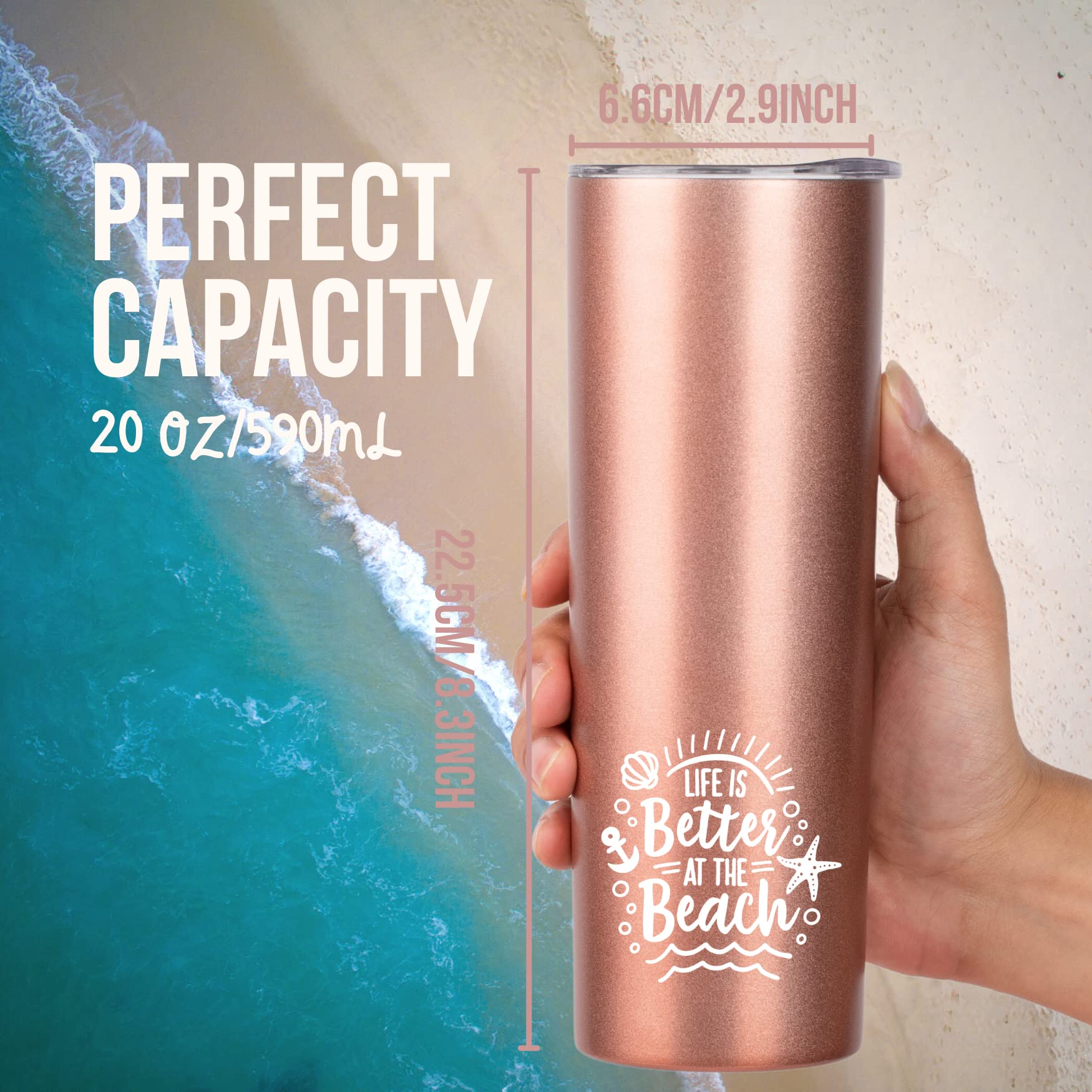 Onebttl Beach Gifts for Women or Men, 20oz Vacuum Insulated Stainless Steel Travel Tumbler with Lid and Straw, Beach Themed Gifts, Gifts for Beach Lovers