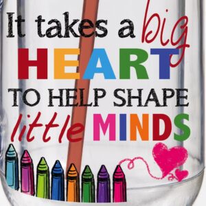 Cypress Home Teacher Appreciation 20 oz Gift Mug It Takes A Big Heart To Help Shape Little Minds | Red | Double Wall Insulated Mason Jar With Straw | 6.25-in Tall x 5-in Wide