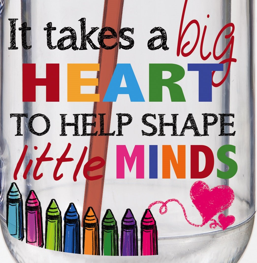 Cypress Home Teacher Appreciation 20 oz Gift Mug It Takes A Big Heart To Help Shape Little Minds | Red | Double Wall Insulated Mason Jar With Straw | 6.25-in Tall x 5-in Wide