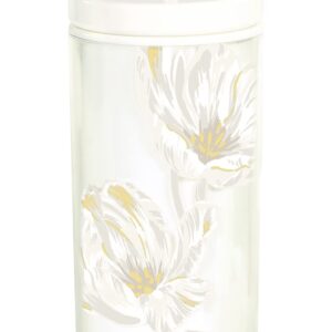 Kate Spade New York Acrylic Bridal Tumbler with Lid and Straw, 24 oz Tumbler for Bride to Be, Slim Double Wall Tumbler, Growing Tulips