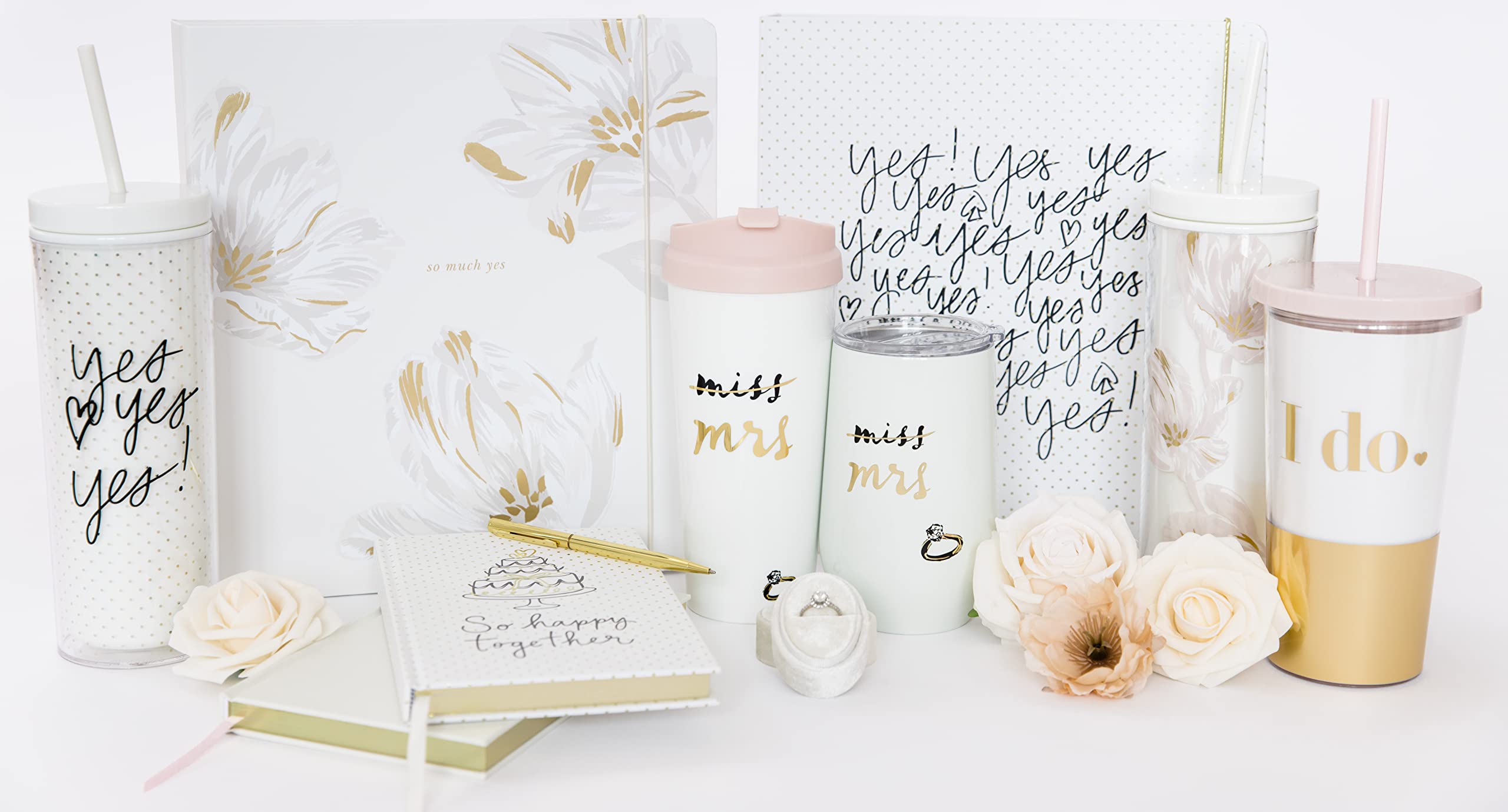 Kate Spade New York Acrylic Bridal Tumbler with Lid and Straw, 24 oz Tumbler for Bride to Be, Slim Double Wall Tumbler, Growing Tulips