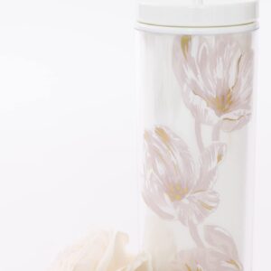 Kate Spade New York Acrylic Bridal Tumbler with Lid and Straw, 24 oz Tumbler for Bride to Be, Slim Double Wall Tumbler, Growing Tulips