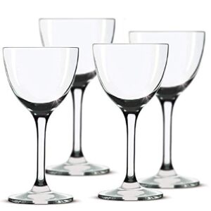 nick and nora coupe cocktail glasses - handblown small plain vintage coupe glass to serve a manhattan, martini, aperitif, algonquin, or port wine, 5-ounce (plain, 4)