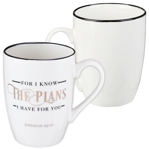 Christian Art Gifts Ceramic Scripture Coffee and Tea Mug 12 oz Inspirational Bible Verse Mug for Men and Women: I Know The Plans - Jeremiah 29:11 Lead and Cadmium-free Novelty White Mug