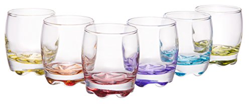 Red Co. Set of 6 Mini 2.75 Fl Oz Vibrant Splash Clear Shot Glasses, Assorted Colors