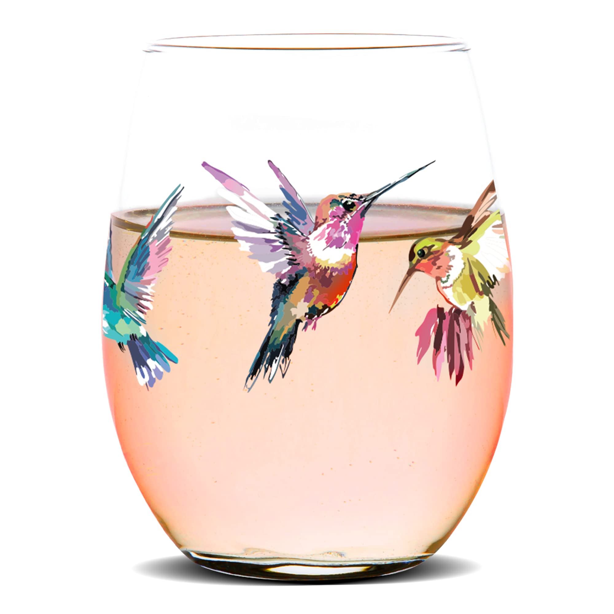 Toasted Tales - Hummingbirds Wine Glasses | Gift for Bird and Outdoor Lovers | | Wine Glass for Women | Forest Birds Hummingbird Gifts (15 oz)