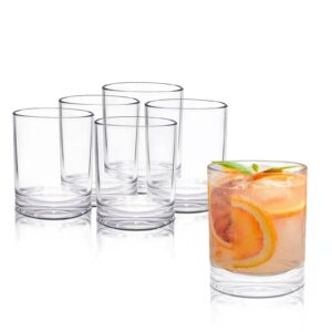 higiinc 12oz plastic drinking glasses set of 6, dishwasher safe reusable plastic water tumblers, durable whiskey drinkware cups set, shatter-proof, drinking cups suitable for party, kitchen