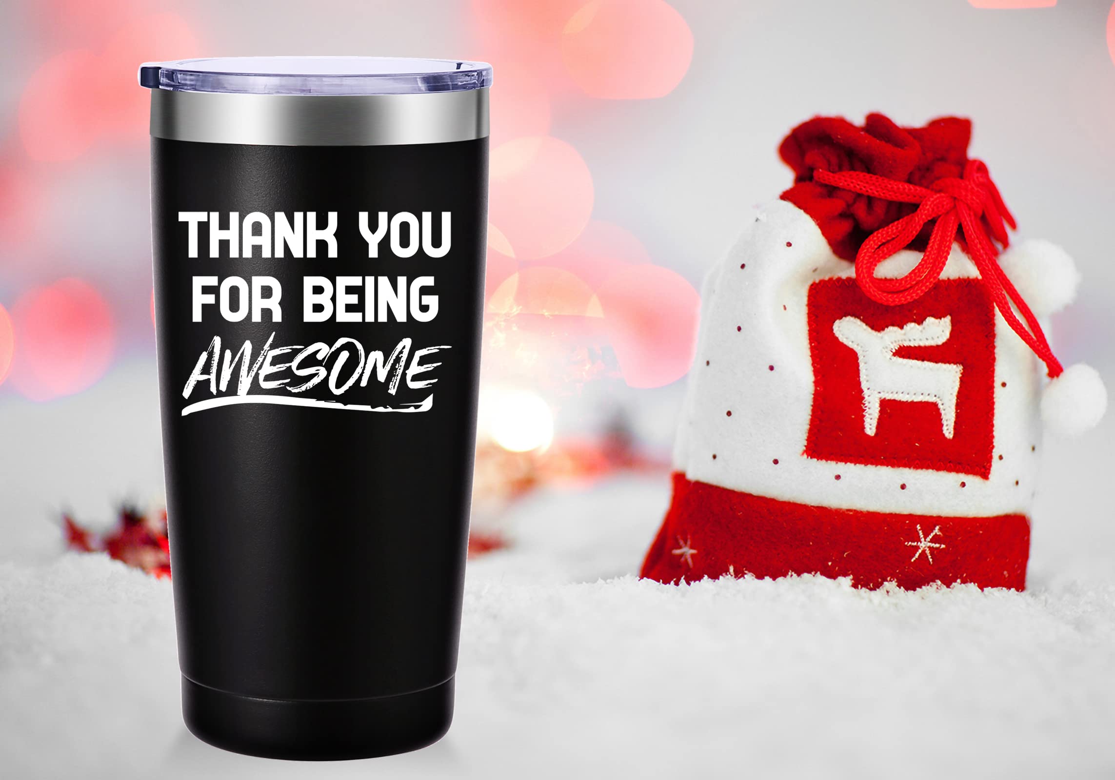 AMZUShome Thank You for Being Awesome Travel Mug Tumbler.Thank You Gifts,Inspirational Appreciation Graduation Christmas Birthday Gifts for Men Women Boss Coworker Friends(20oz Black)