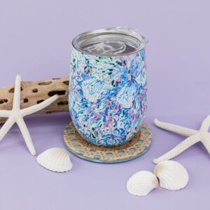 Lilly Pulitzer 12 Oz Insulated Tumbler with Lid, Stainless Steel Travel Wine Glass, Double Wall Metal Cup, Soleil It On Me