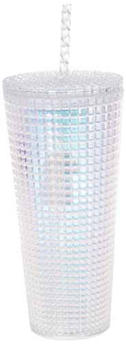 Spoontiques - Diamond Tumbler - Textured Cup with Straw - Double Wall Insulated and BPA Free - 20 oz - Elvis