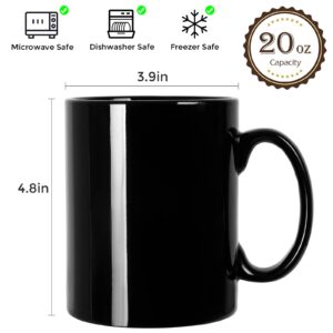 Smilatte 20 OZ Extra Large Ceramic Coffee Mug, M017 Classic Porcelain Boss Super Big Tea Cup with Handle for Office and Home, Black