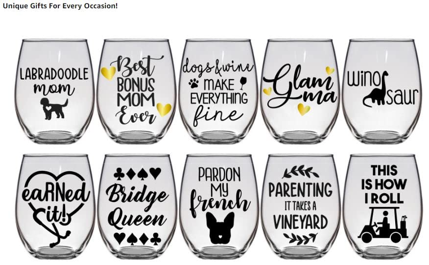 Pardon My French™ - Gift for French Bulldog Lover Frenchie Bull Dog - Premium 21oz Stemless Wine Glass