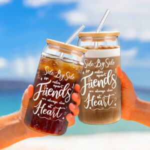 Nuenen 2 Pieces Friends Gifts Coach Gifts Chaos Coordinator Gifts for Women 16 oz Glass Coffee Tumbler Cup for Friendship Birthday Gifts Appreciation Thank You Gift Coach Sisters Coworker (Friends)