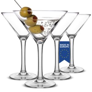 volarium martini glasses set of 4, classics 4 piece martini set, perfect cocktail glasses, 6 ounce capacity