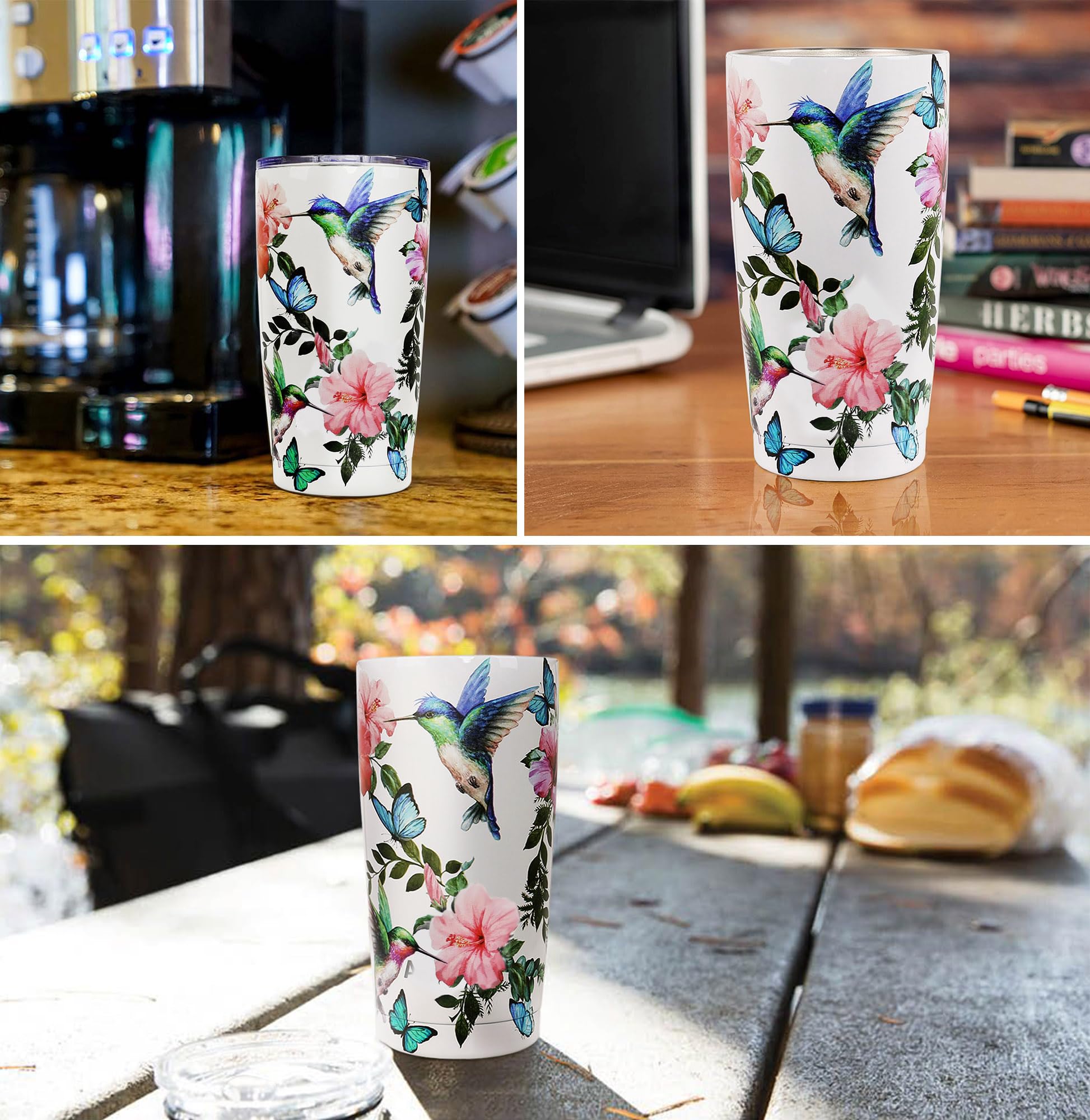 Adalore Hummingbird Gifts for Women 20oz with Lid and Straw Stainless Steel Double Wall Vacuum Insulated Hummingbird Tumbler - Hummingbird Gifts for Bird Lovers Women